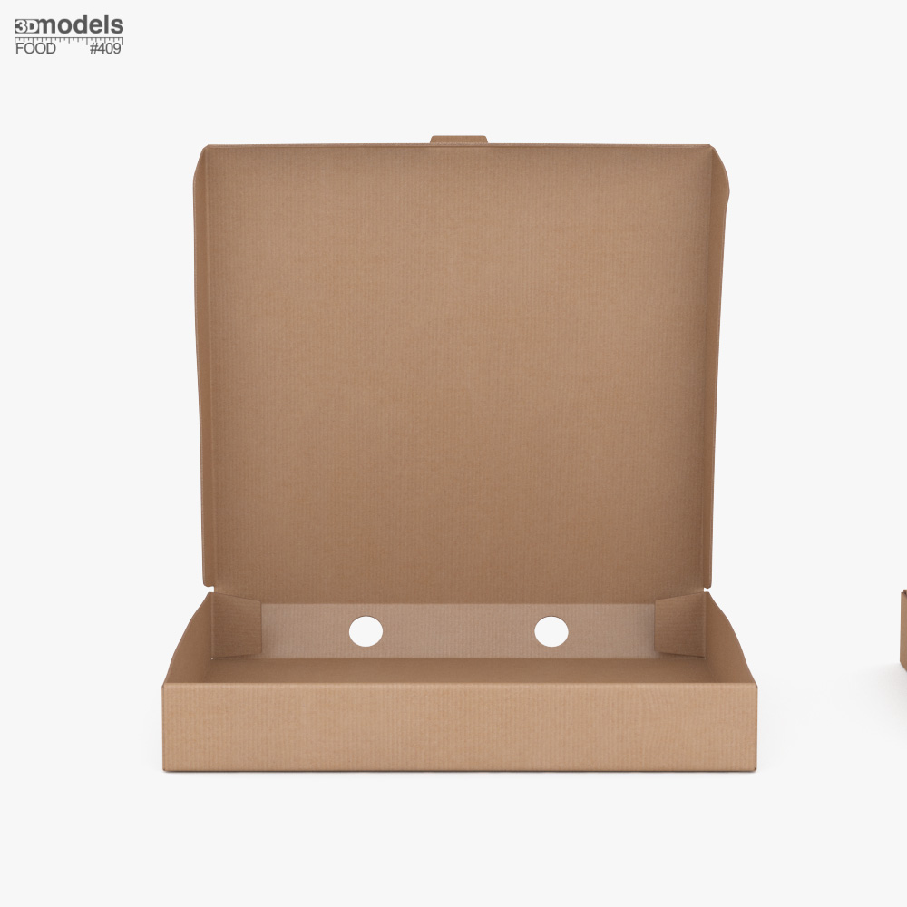 Pizza Box Brown Plain 14 inch 3D model - Download Mockup on 3DModels.org