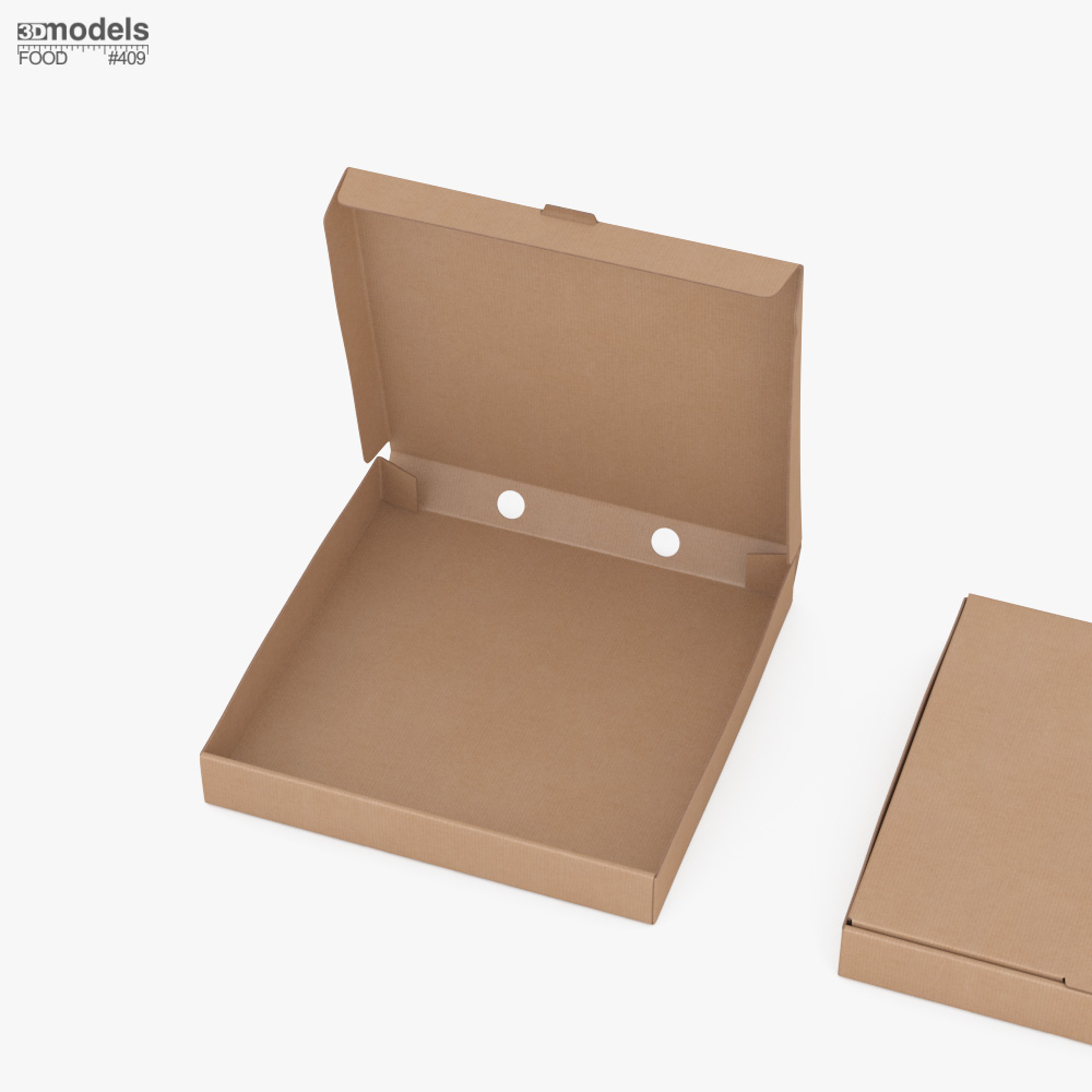 Pizza Box Brown Plain 14 inch 3D model - Download Mockup on 3DModels.org