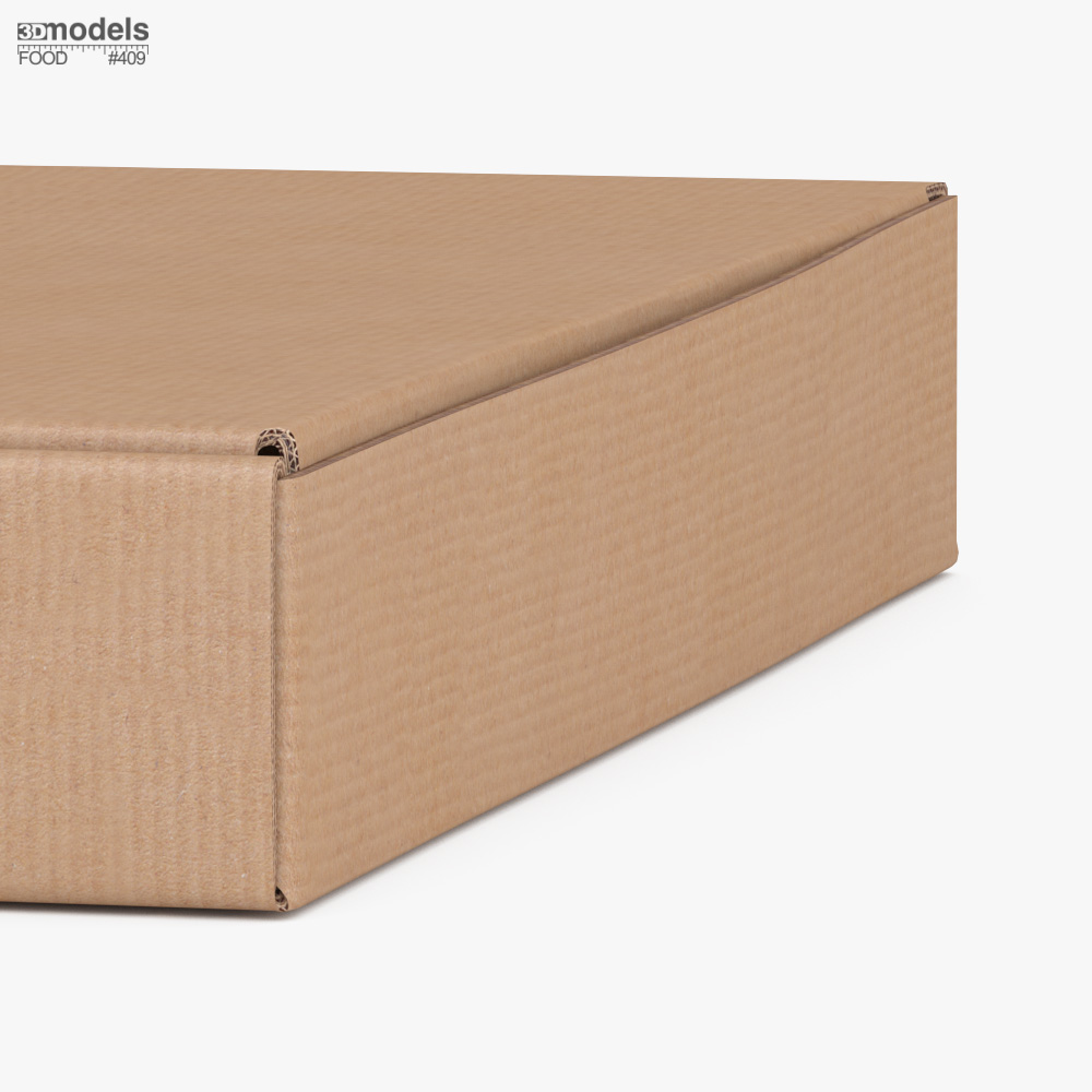 Pizza Box Brown Plain 14 inch 3D model - Download Mockup on 3DModels.org