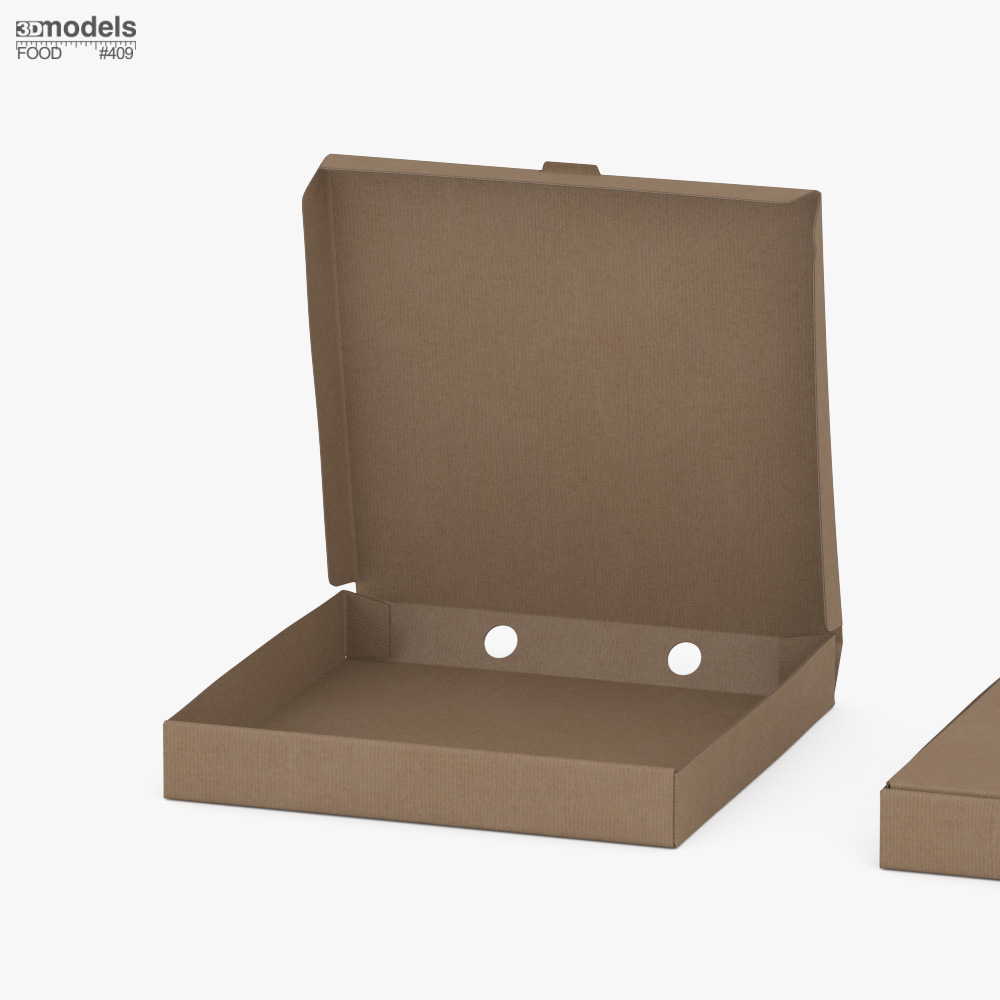 Pizza Box Brown Plain 14 inch 3D model - Download Mockup on 3DModels.org