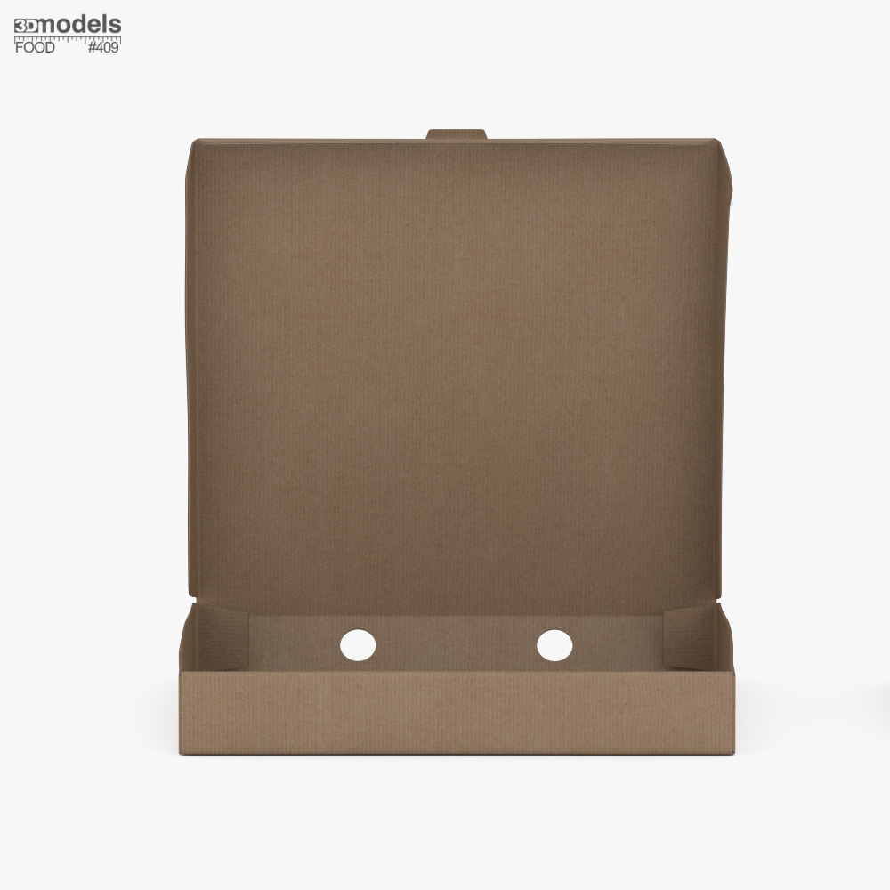 Pizza Box Brown Plain 14 inch 3D model - Download Mockup on 3DModels.org