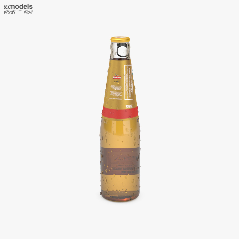 Kingfisher Beer Ultra Bottle 330ml 3D model - Download Bottles, Cans on ...
