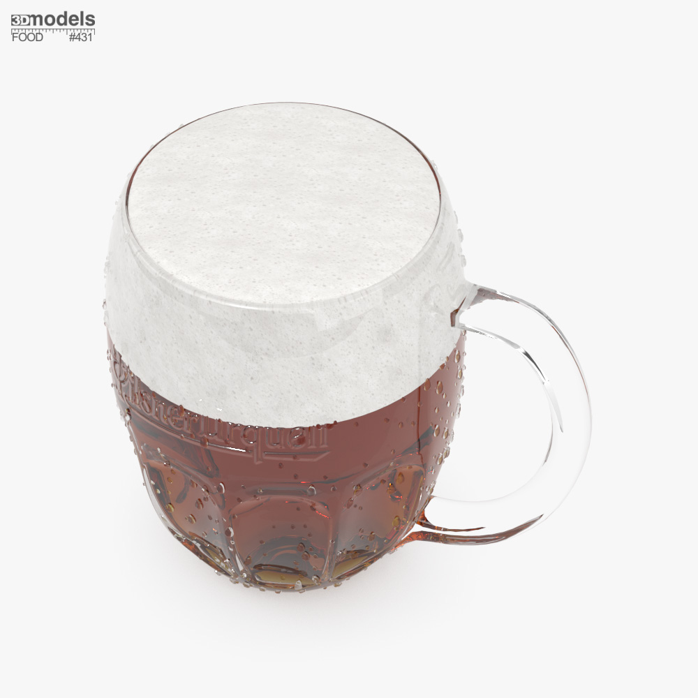 Pilsner Urquell Beer Mug 500ml 3D model - Download Bottles, Cans on ...