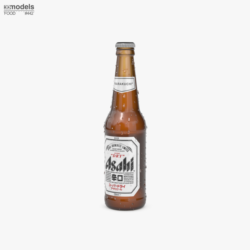 Asahi Super Dry Bierflasche 330ml 3D-Modell - Herunterladen Flaschen ...