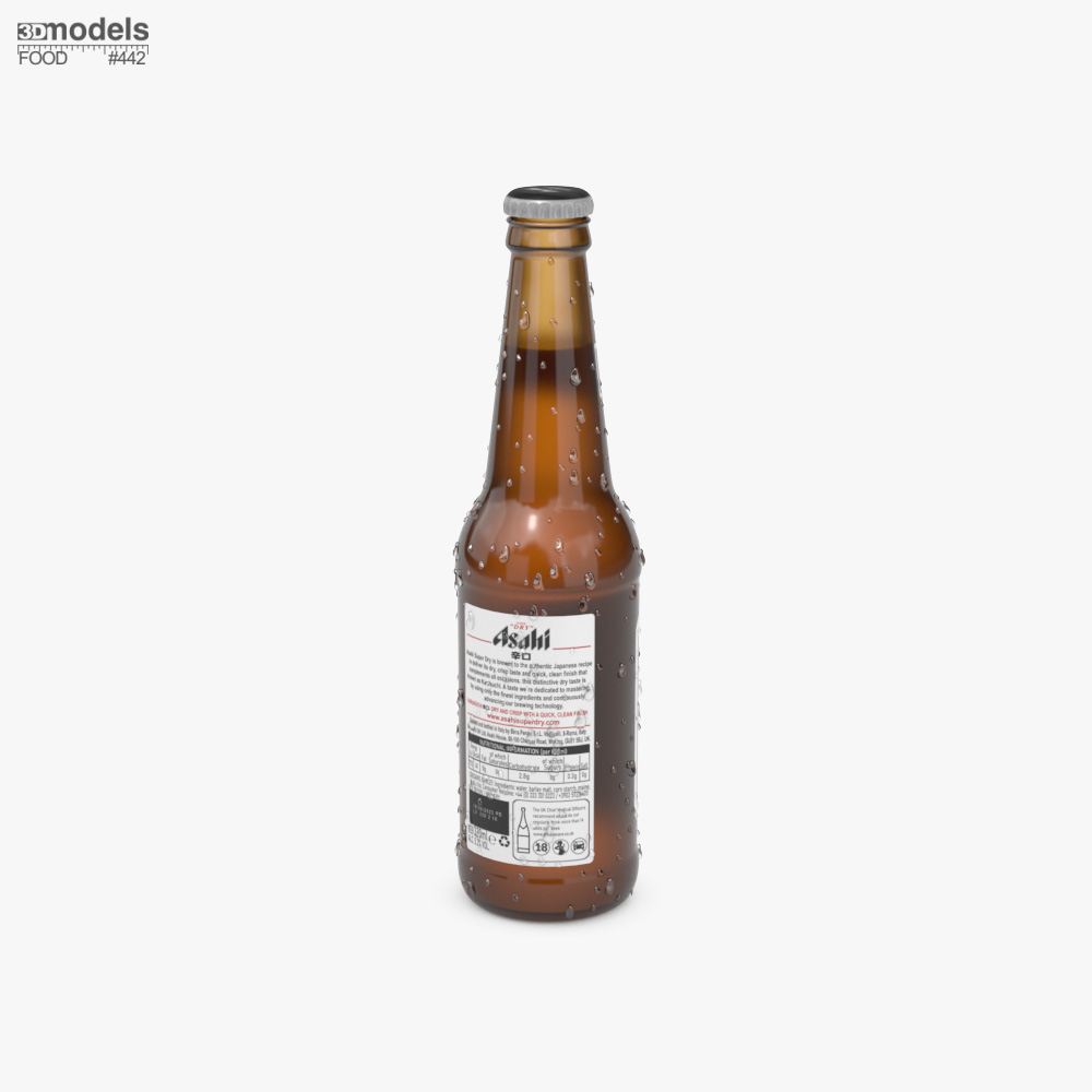 Asahi Super Dry Bierflasche 330ml 3D-Modell - Herunterladen Flaschen ...
