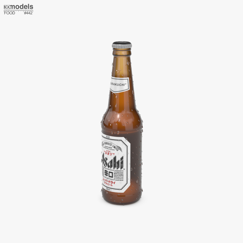 Asahi Super Dry Bierflasche 330ml 3D-Modell - Herunterladen Flaschen ...