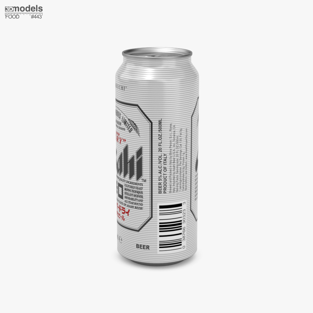 Asahi Super Dry Beer Can 500ml 3D model - Download Bottles, Cans on ...