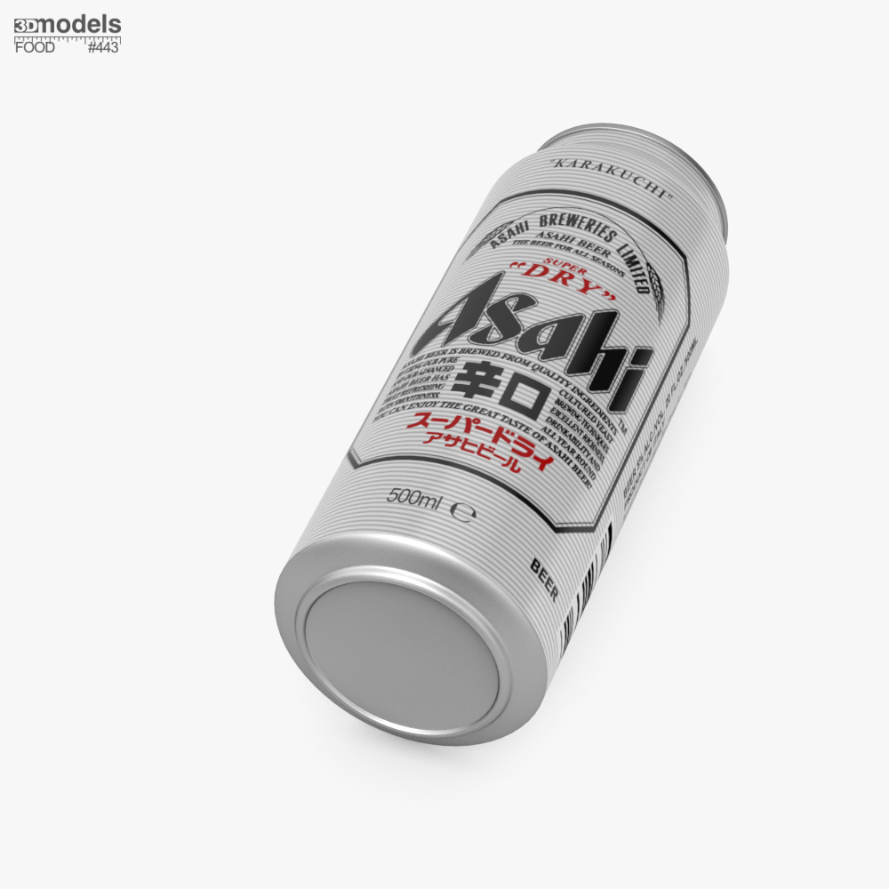 Asahi Super Dry Beer Can 500ml 3D model - Download Bottles, Cans on ...