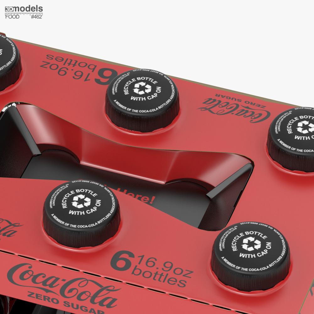 Coca Cola Zero Bottle 6Pack 500ml 3D model - Download Bottles, Cans on ...