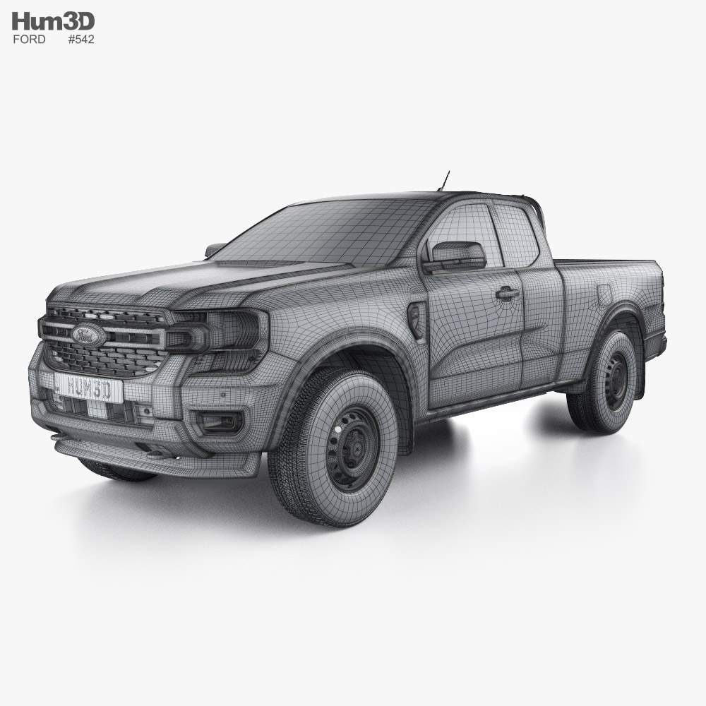 Ford Ranger Extended Cab XL 2025 3D 모델 - 다운로드 픽업 트럭 on 3DModels.org