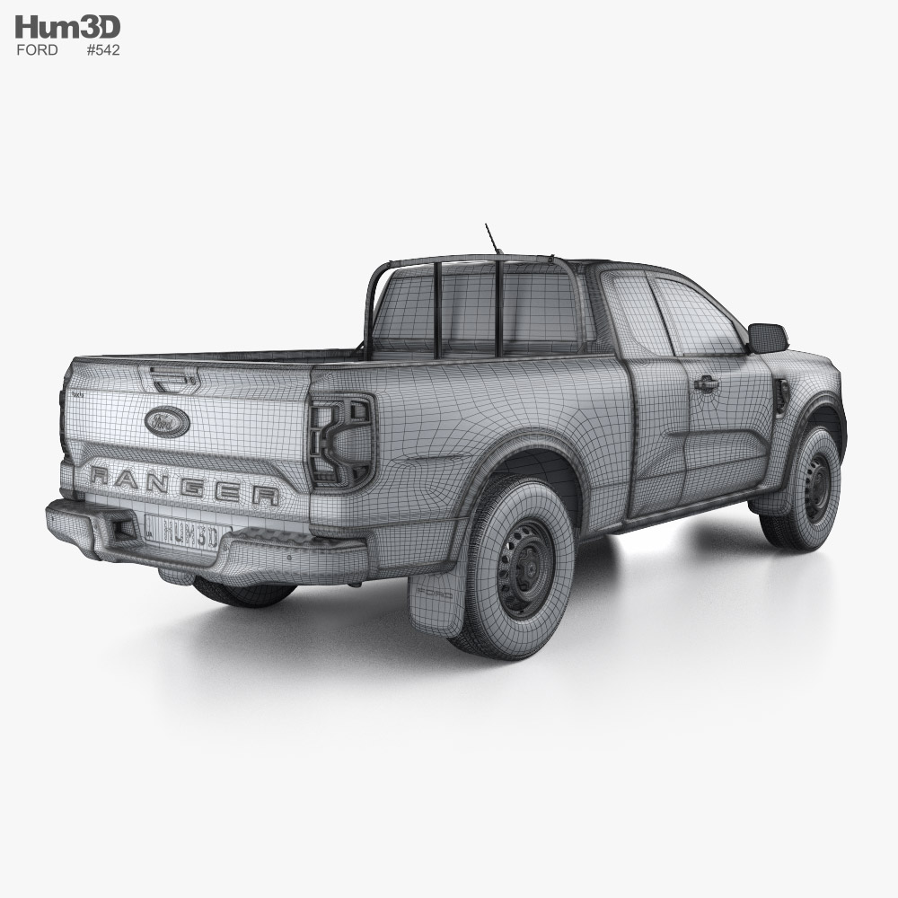 Ford Ranger Extended Cab XL 2025 3D 모델 - 다운로드 픽업 트럭 on 3DModels.org