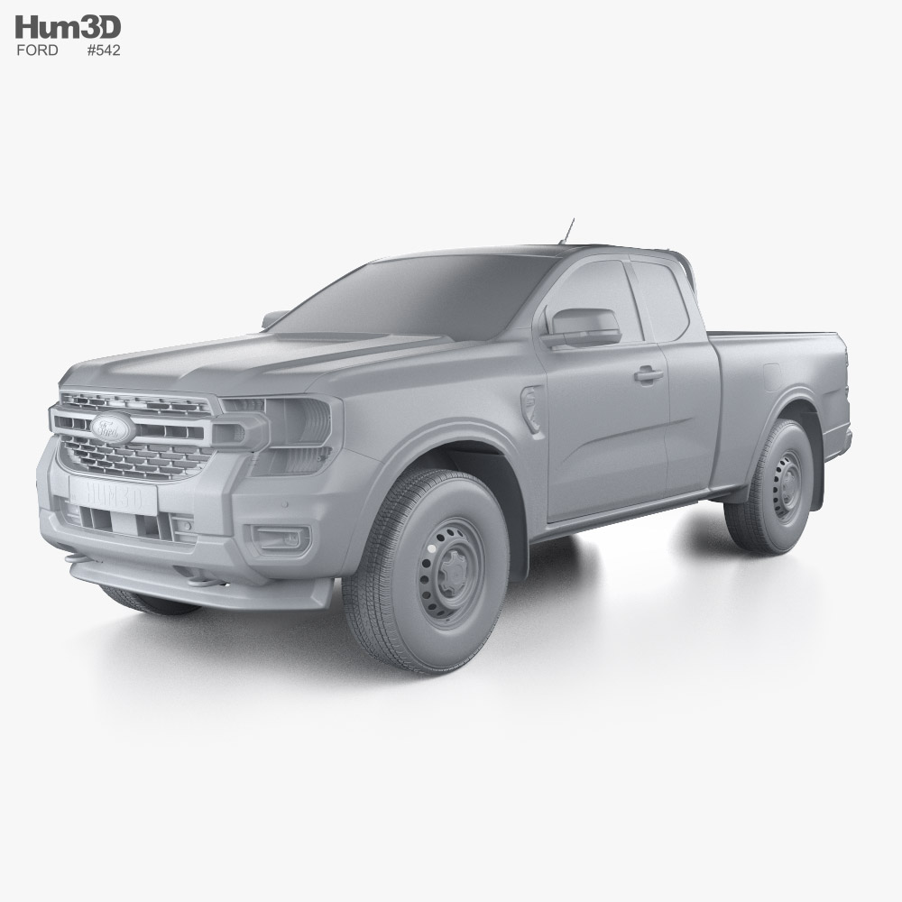Ford Ranger Extended Cab XL 2025 3D 모델 - 다운로드 픽업 트럭 on 3DModels.org