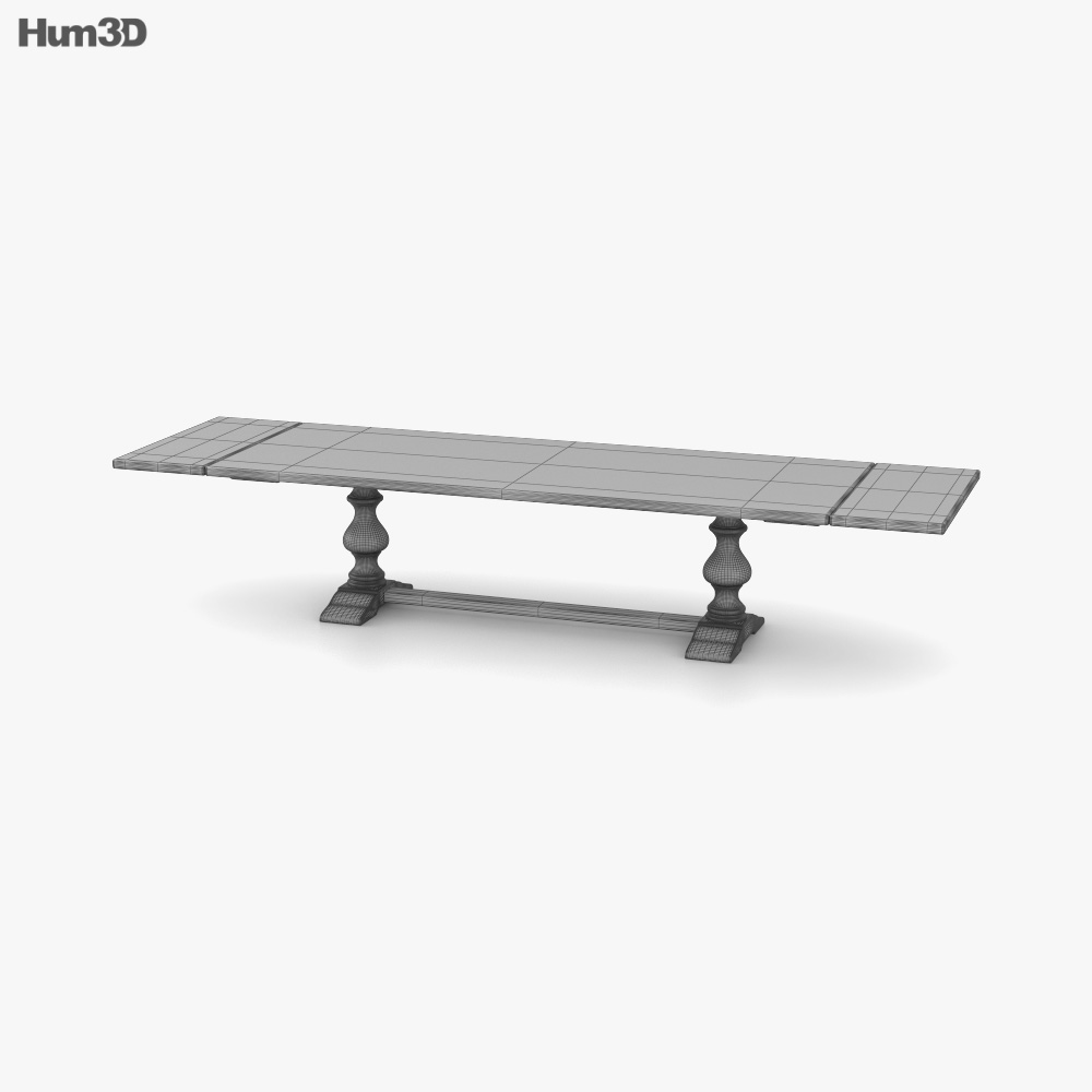 Arhaus Tuscany Extension Dining Table 3D model - Download Table on ...
