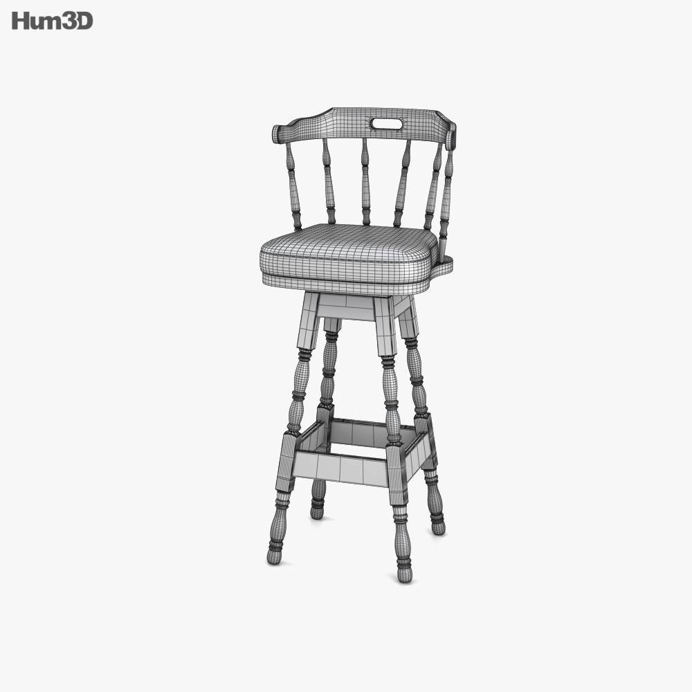 Taburete de Bar Captain Con Cojín Verde Modelo 3D - Descargar Silla ...
