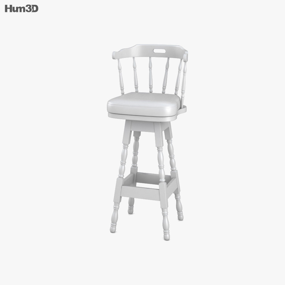 Taburete de Bar Captain Con Cojín Verde Modelo 3D - Descargar Silla ...