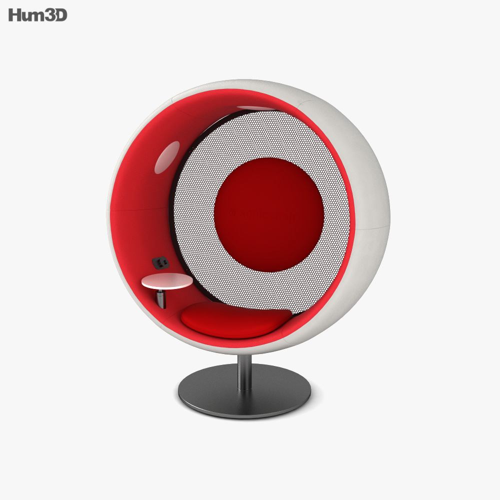 Pod Sonic Chair en Rojo y Blanco Modelo 3D - Descargar Sillón activado ...