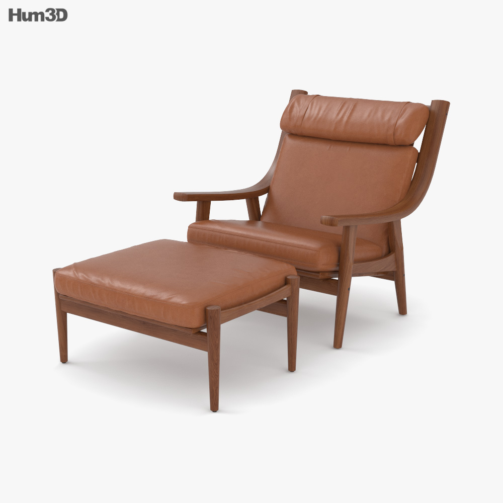 Hans Wegner GE 530 Lounge chair & Ottoman 3D model - Download Armchair ...