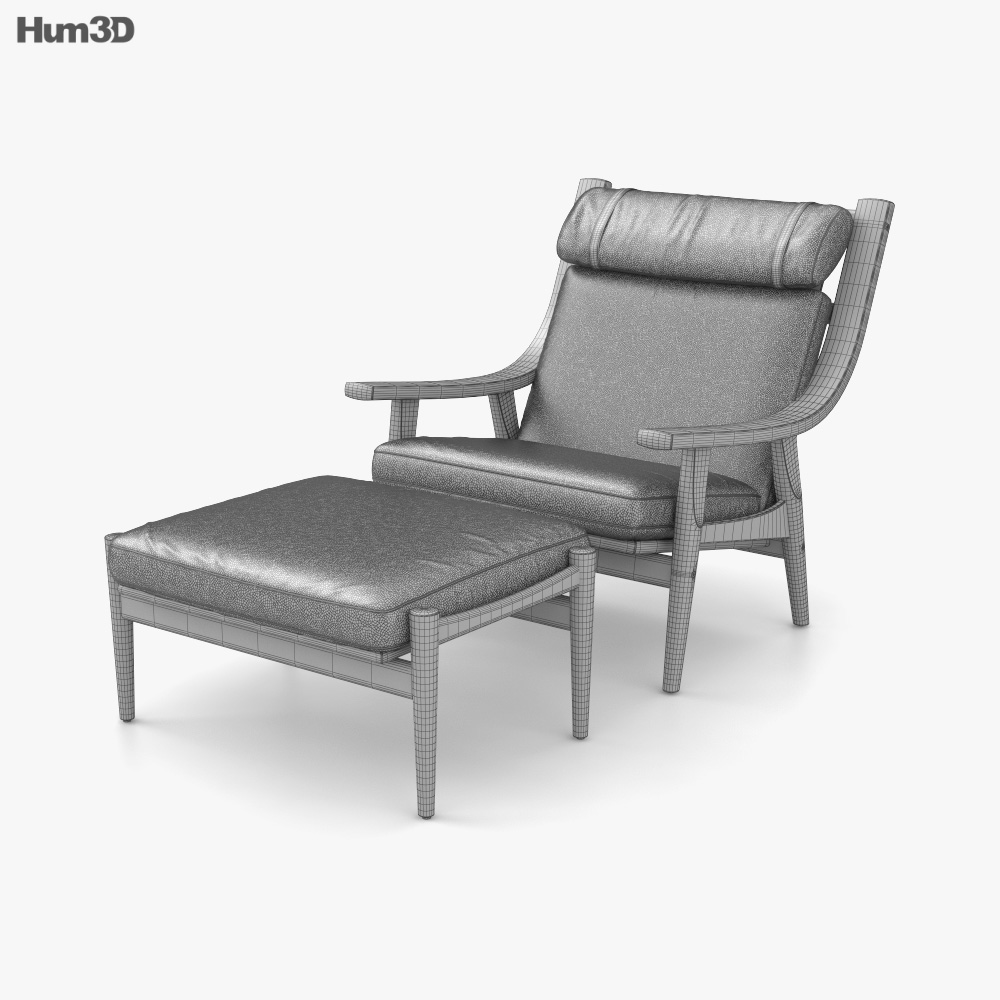 Hans Wegner GE 530 Lounge chair & Ottoman 3D model - Download Armchair ...