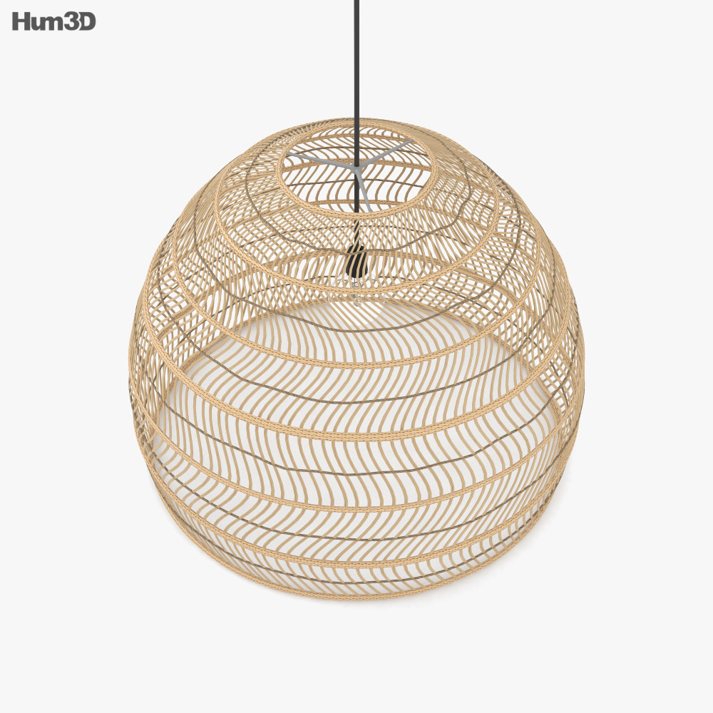 HK Living Wicker Hanging Large Lamp 3D model - Download Lamp on ...