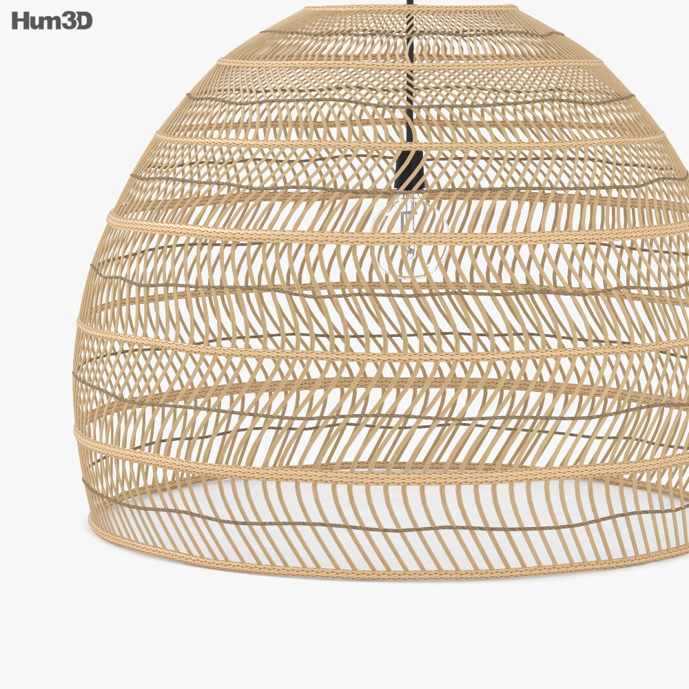 HK Living Wicker Hanging Large Lamp 3D model - Download Lamp on ...