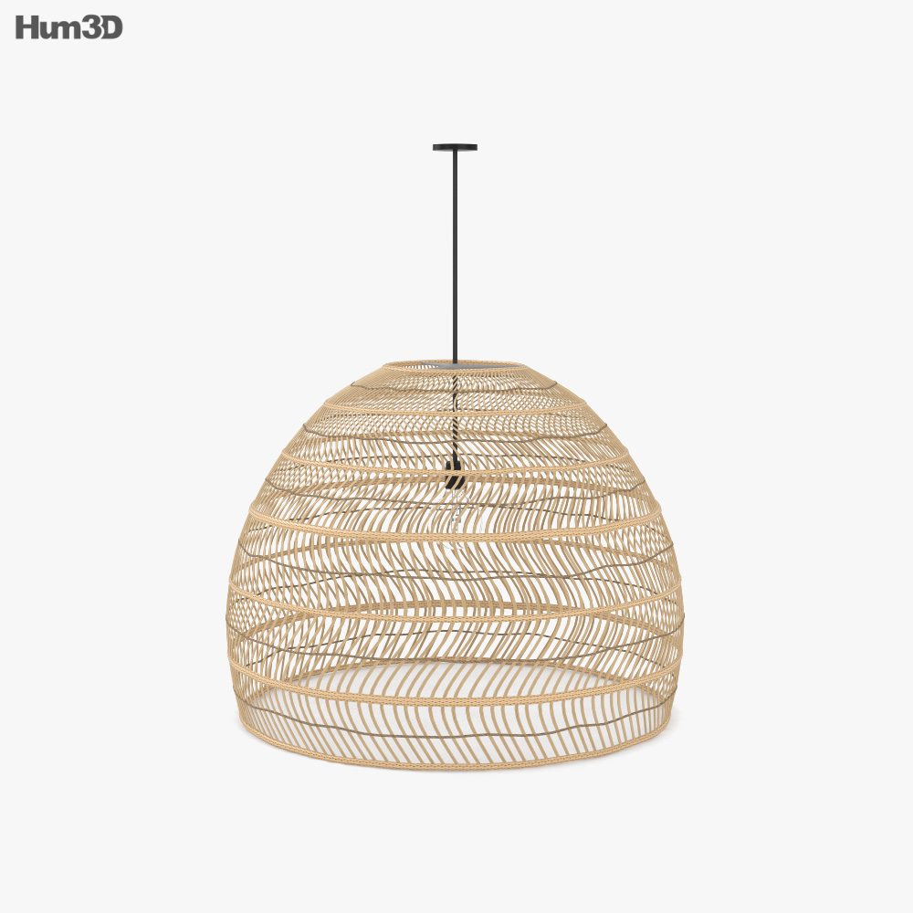 HK Living Wicker Hanging Large Lamp 3D model - Download Lamp on ...