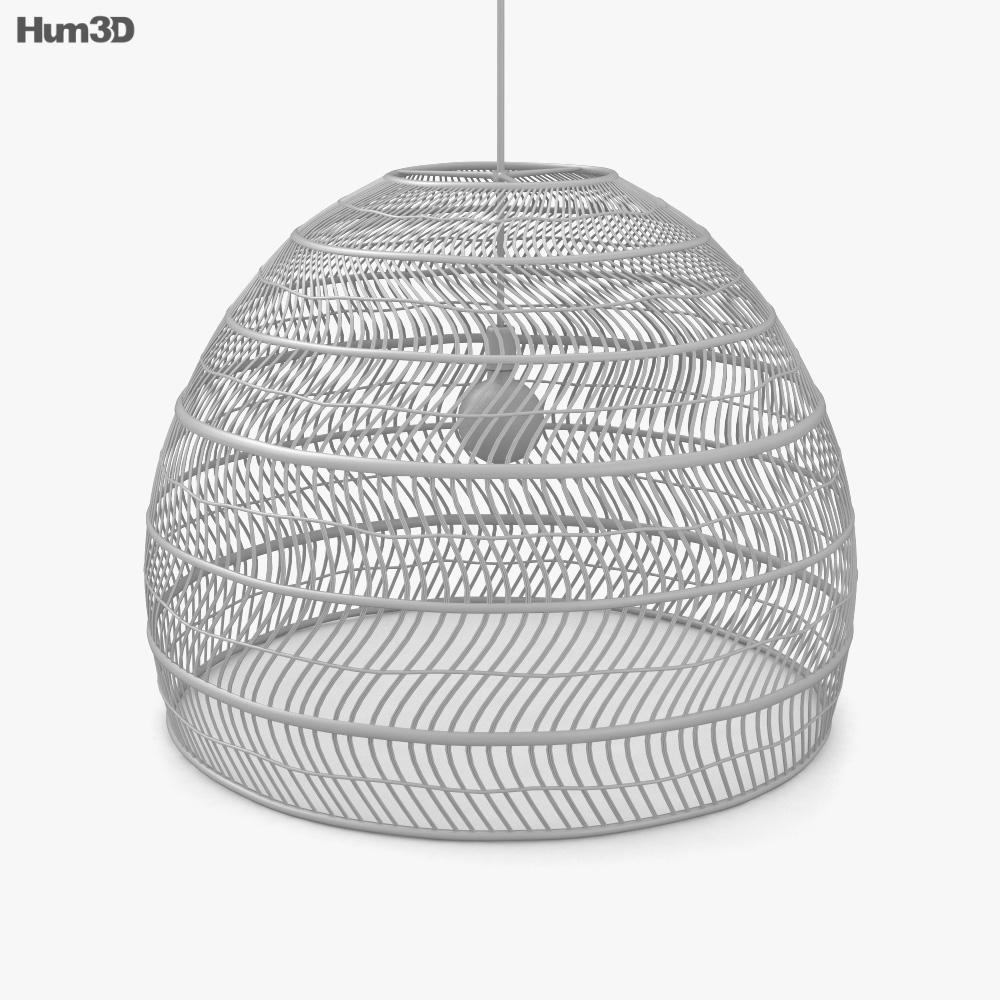 HK Living Wicker Hanging Large Lamp 3D model - Download Lamp on ...