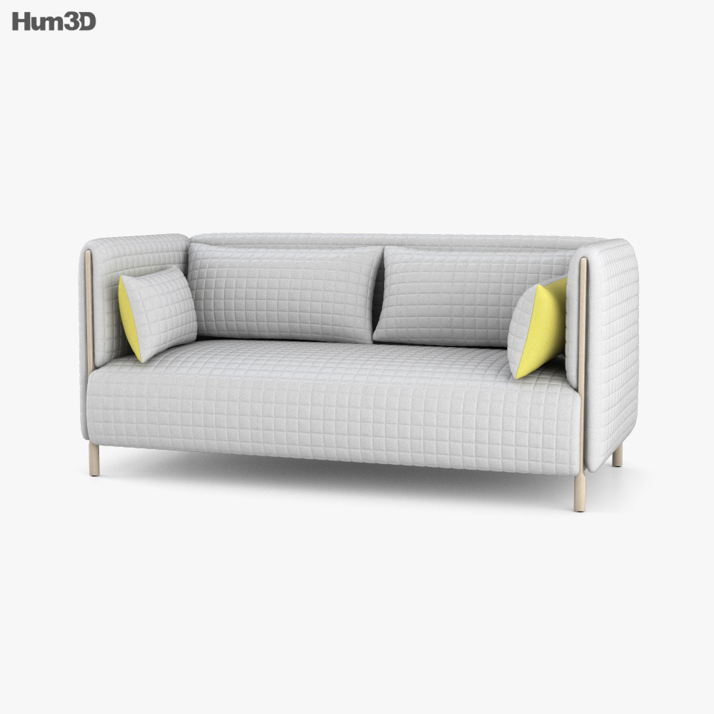 Sofá Herman Miller ColourForm con Cojines de Acento Amarillos Modelo 3D ...