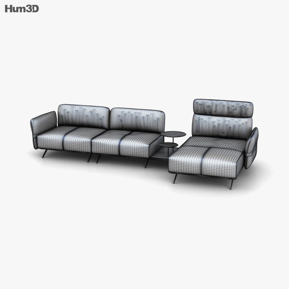Sofá Seccional Natuzzi Pablo Con Chaise Longue Modelo 3D - Descargar ...