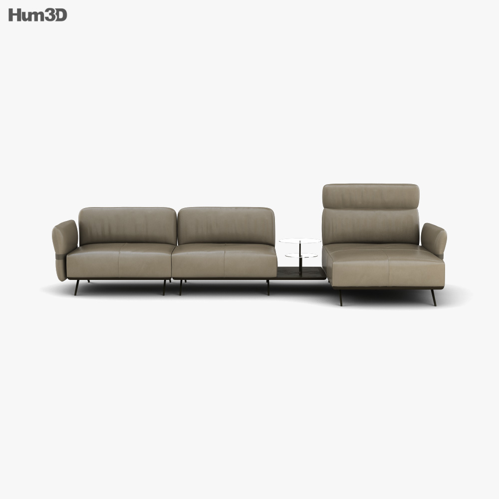 Sofá Seccional Natuzzi Pablo Con Chaise Longue Modelo 3D - Descargar ...