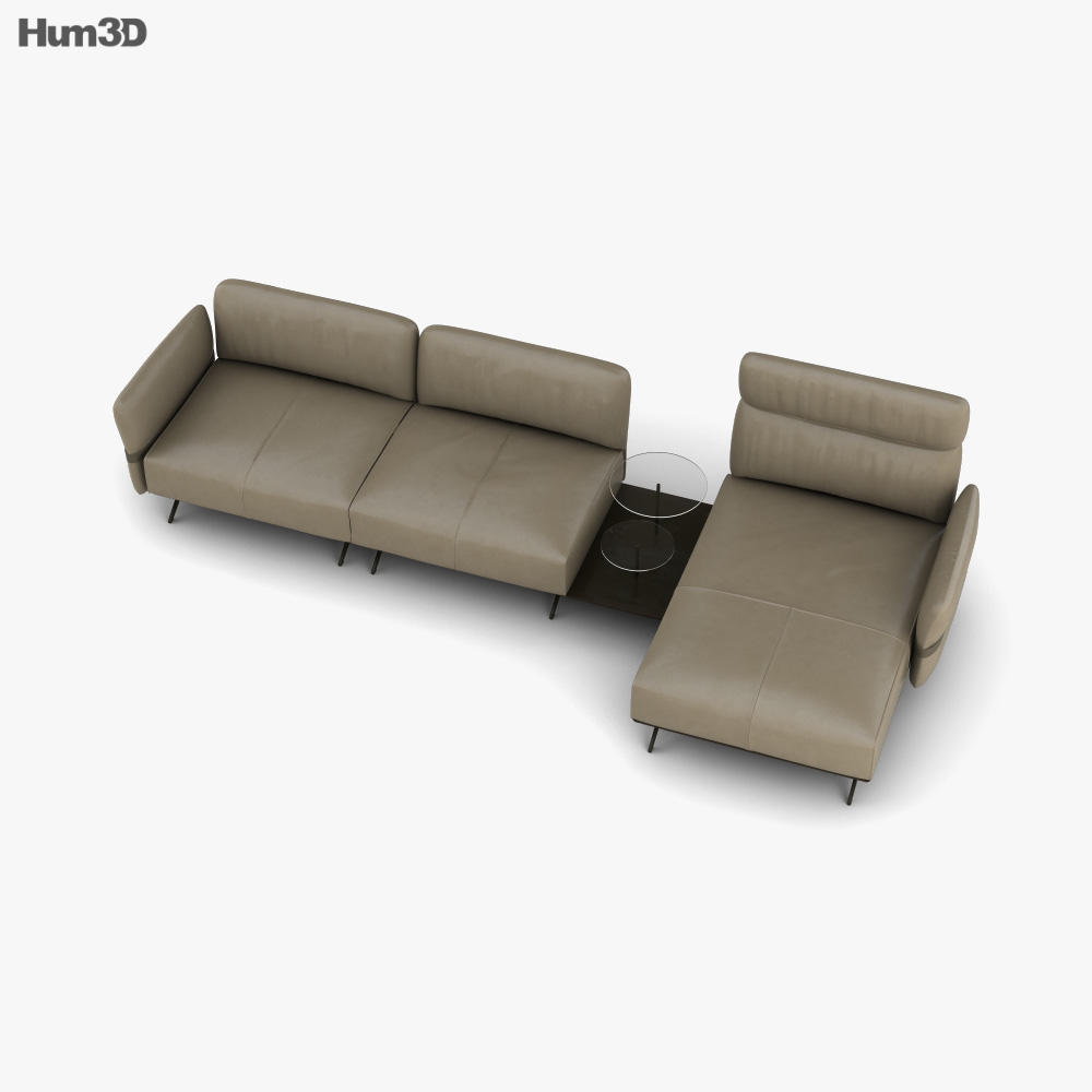 Sofá Seccional Natuzzi Pablo Con Chaise Longue Modelo 3D - Descargar ...