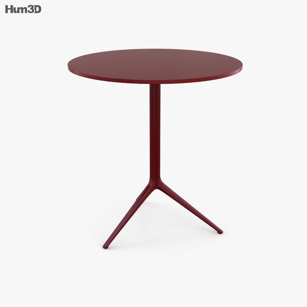 Modern Red Round Cafe Table with Three-Leg Metal Base 3D model ...