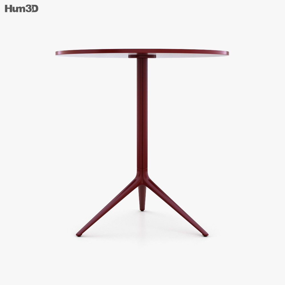 Modern Red Round Cafe Table with Three-Leg Metal Base 3D model ...