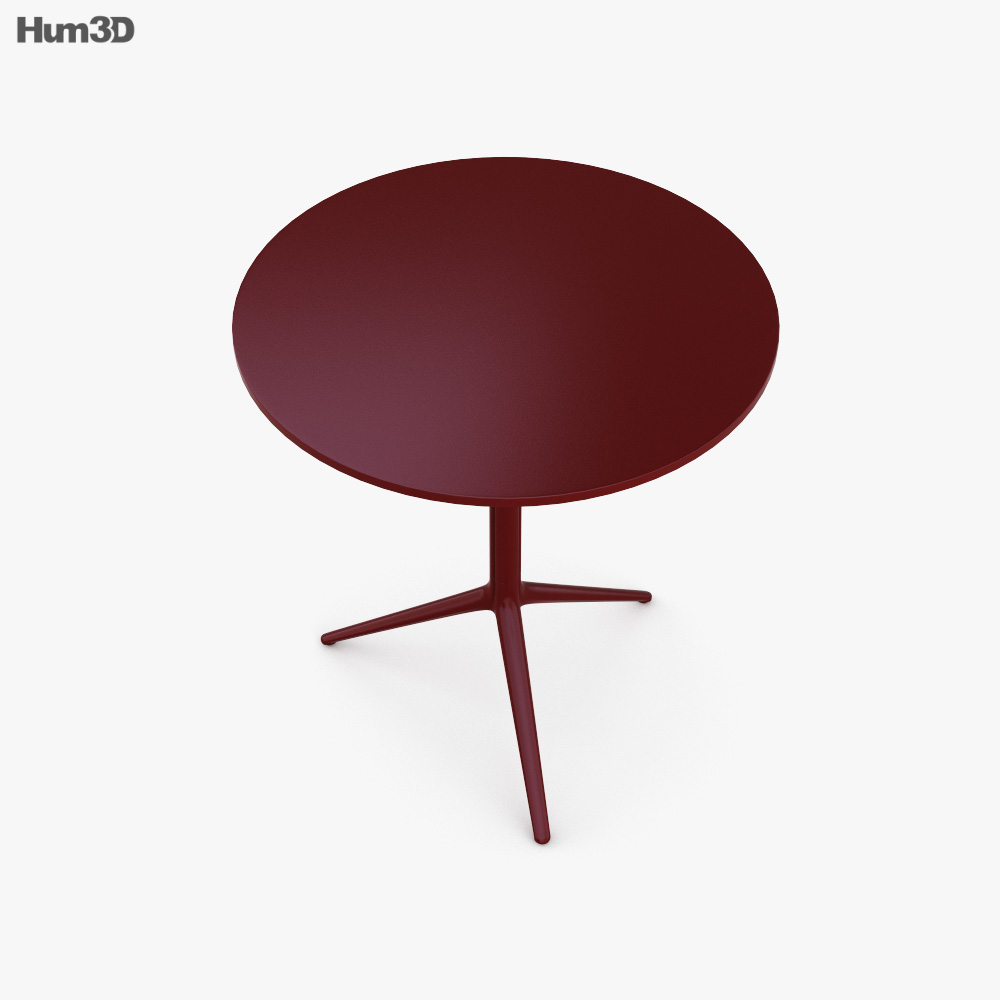 Modern Red Round Cafe Table with Three-Leg Metal Base 3D model ...