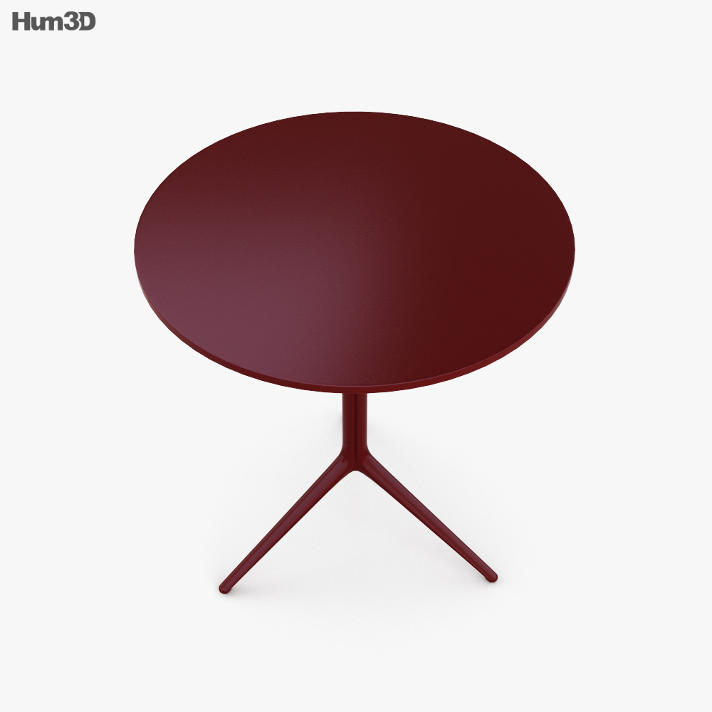 Modern Red Round Cafe Table with Three-Leg Metal Base 3D model ...