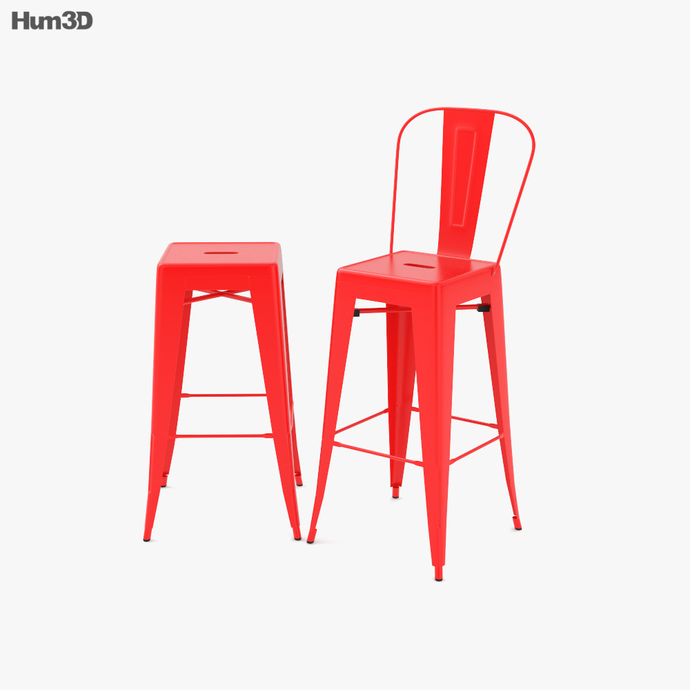 Tolix Bar stool 3D model - Download Chair on 3DModels.org