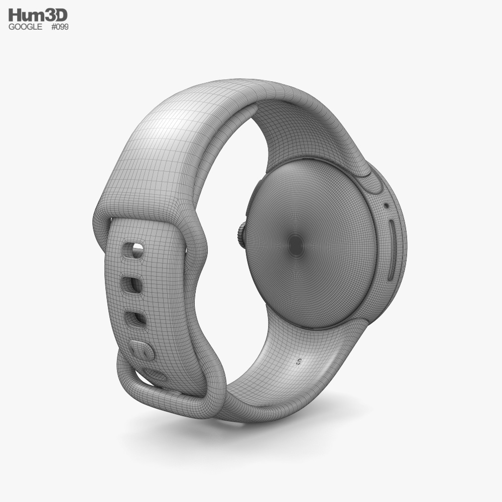 Google Pixel Watch Polished Silver Case Chalk Band 3D model - Download ...
