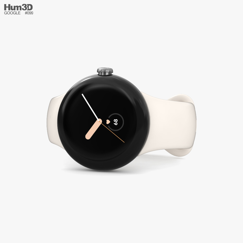 Google Pixel Watch Polished Silver Case Chalk Band 3D model - Download ...