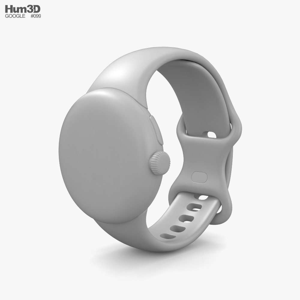 Google Pixel Watch Polished Silver Case Chalk Band 3D model - Download ...