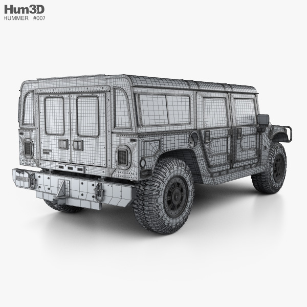 Hummer H1 wagon 2005 3D model - Download Crossover SUV on 3DModels.org