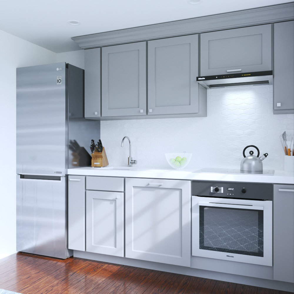 Tradition Gray Kitchen Design Small 3D model - Download Furniture Set ...