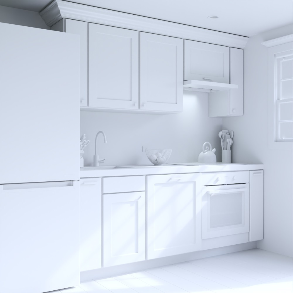 Tradition Gray Kitchen Design Small 3D model - Download Furniture Set ...