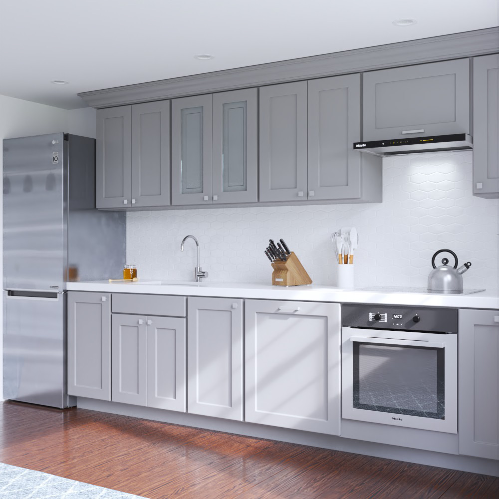 Tradition Gray Kitchen Design Medium 3D model - Download Furniture Set ...