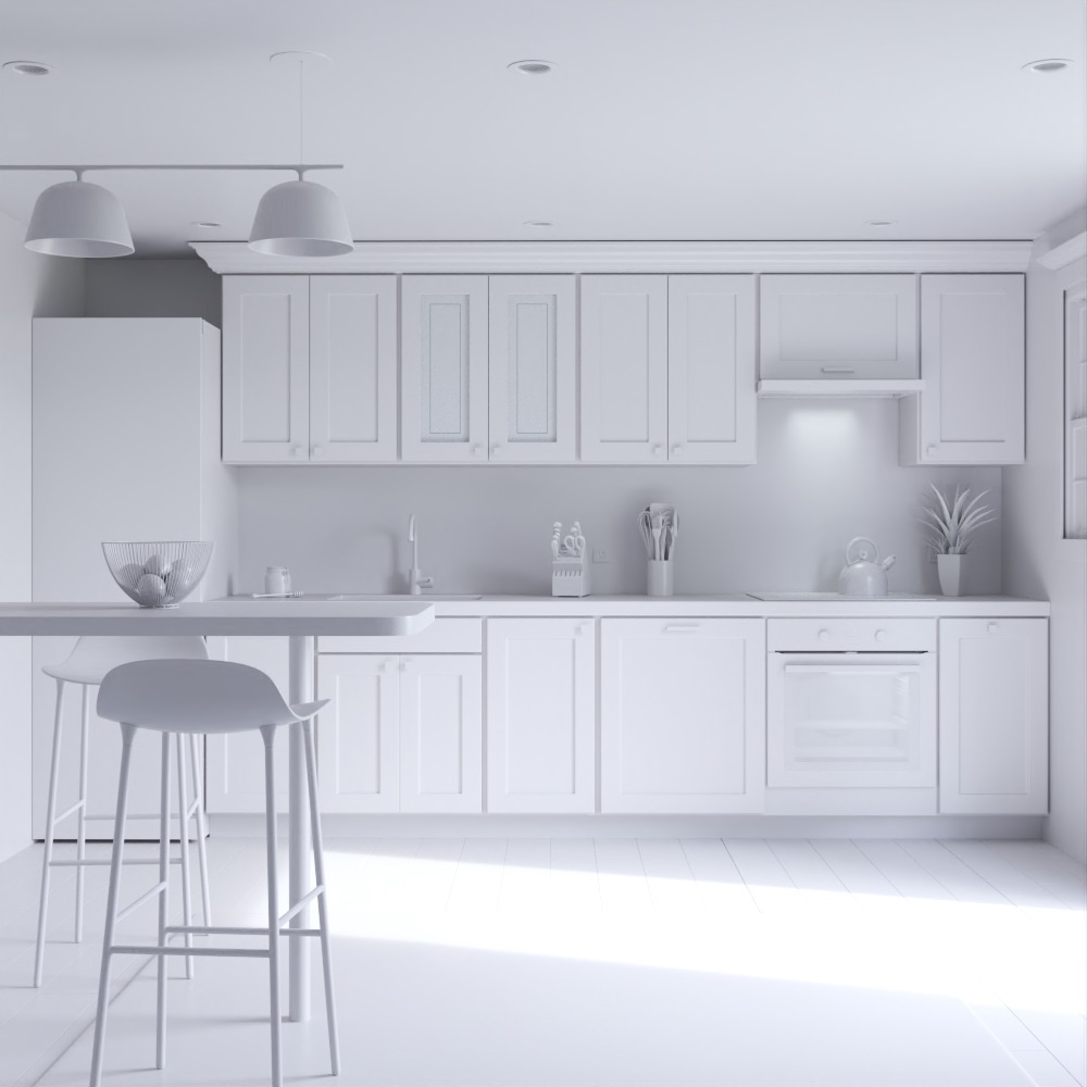 Tradition Gray Kitchen Design Medium 3D model - Download Furniture Set ...
