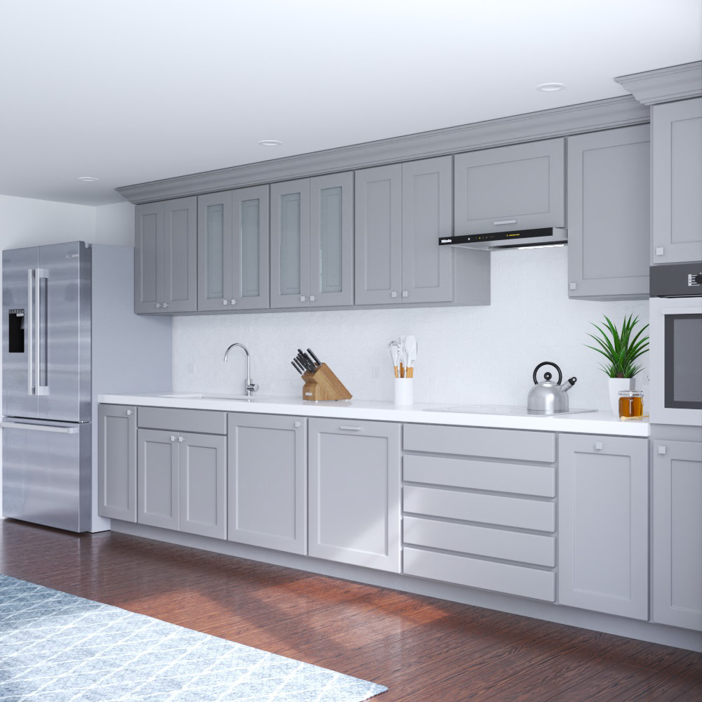 Tradition Gray Kitchen Design Big 3D model - Download Furniture Set on ...