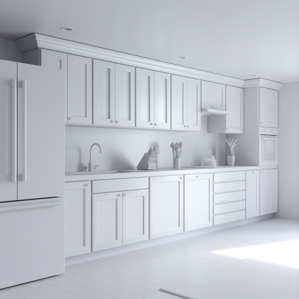 Tradition Gray Kitchen Design Big 3D model - Download Furniture Set on ...