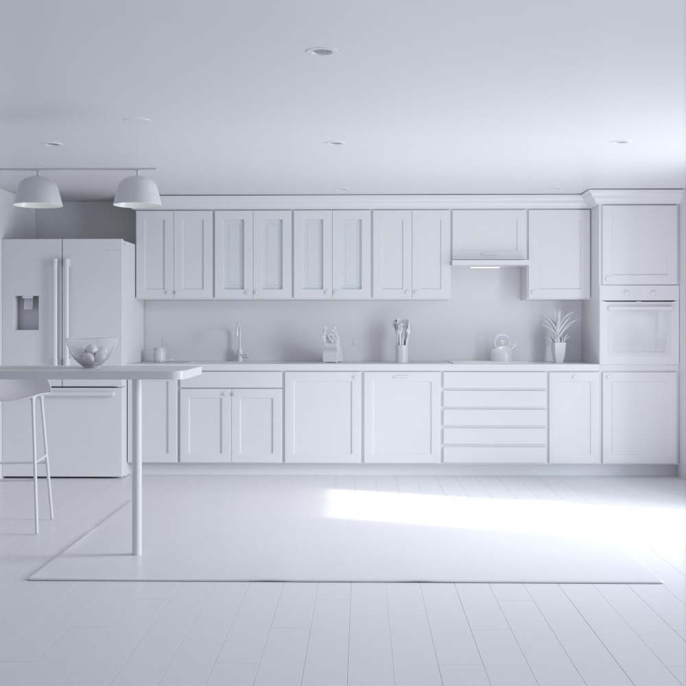 Tradition Gray Kitchen Design Big 3D model - Download Furniture Set on ...