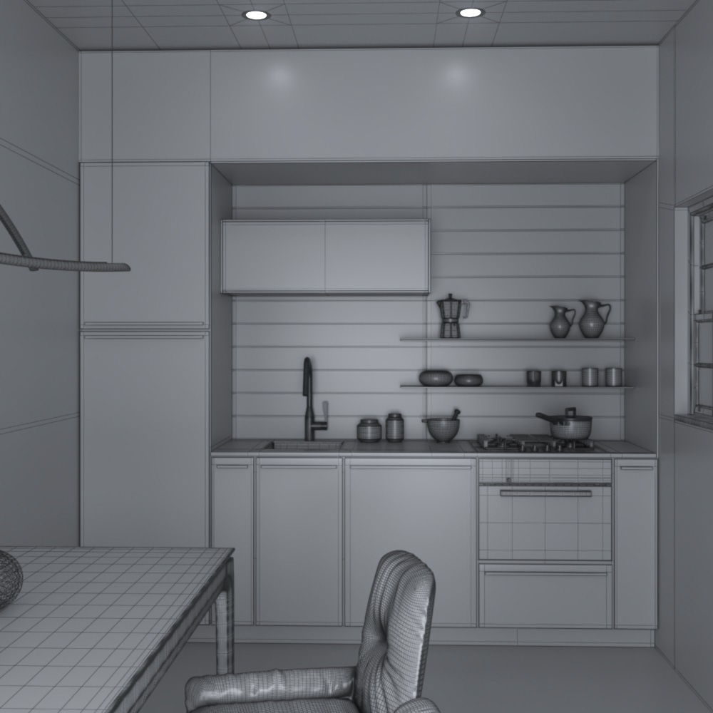 Wooden Dark Modern Kitchen Design Small 3D model - Download Furniture ...