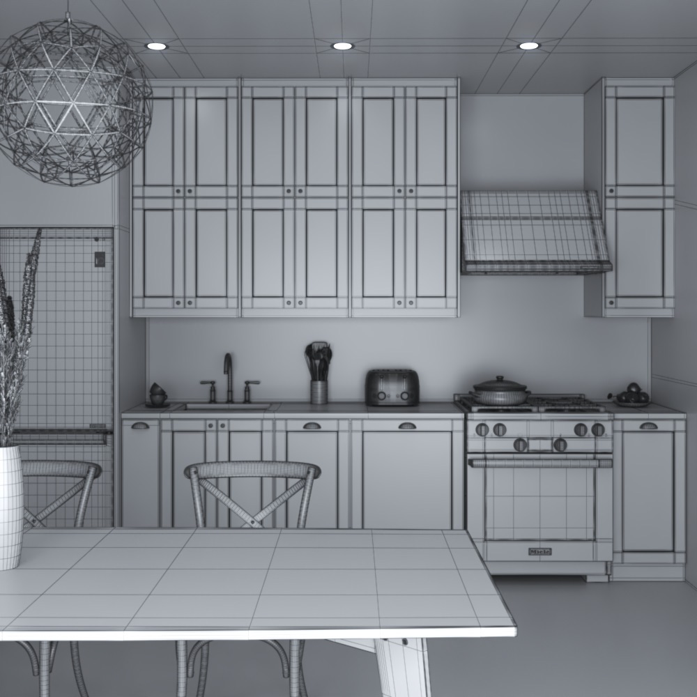 French Bistro Inspired Traditional Kitchen Design Medium 3D model ...