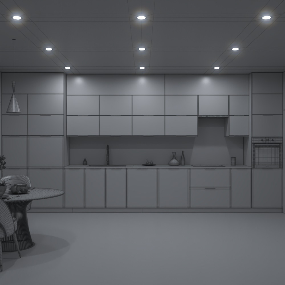Contemporary Glossy Beige Kirchen Design Big 3D model - Download ...