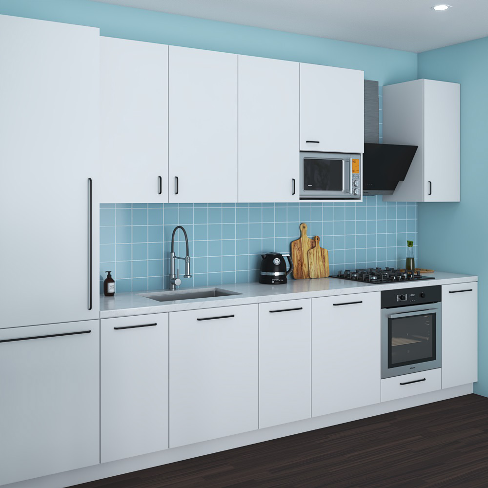 Traditional Kitchen White And Blue Design Medium 3D model - Download ...